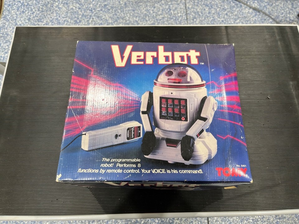 Verbot Tomy Robot Remote Control Toy Figure box vtg 1984 Voice Command ...