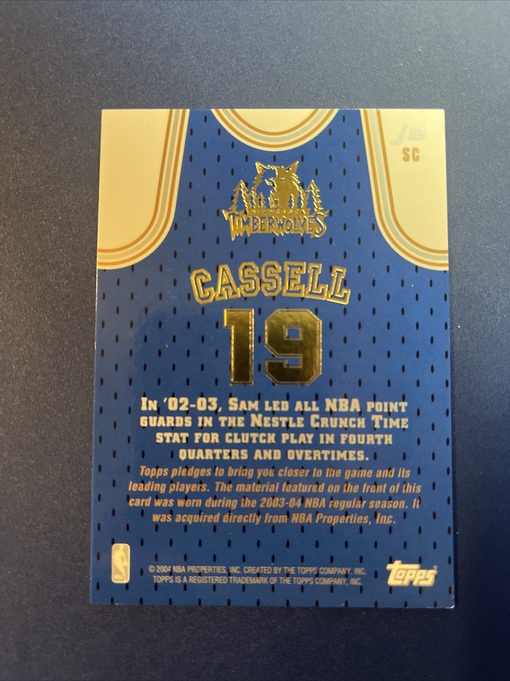 2004 Topps Game Worn Jersey Patch Card Timber Wolves Sam Cassell NBA | eBay
