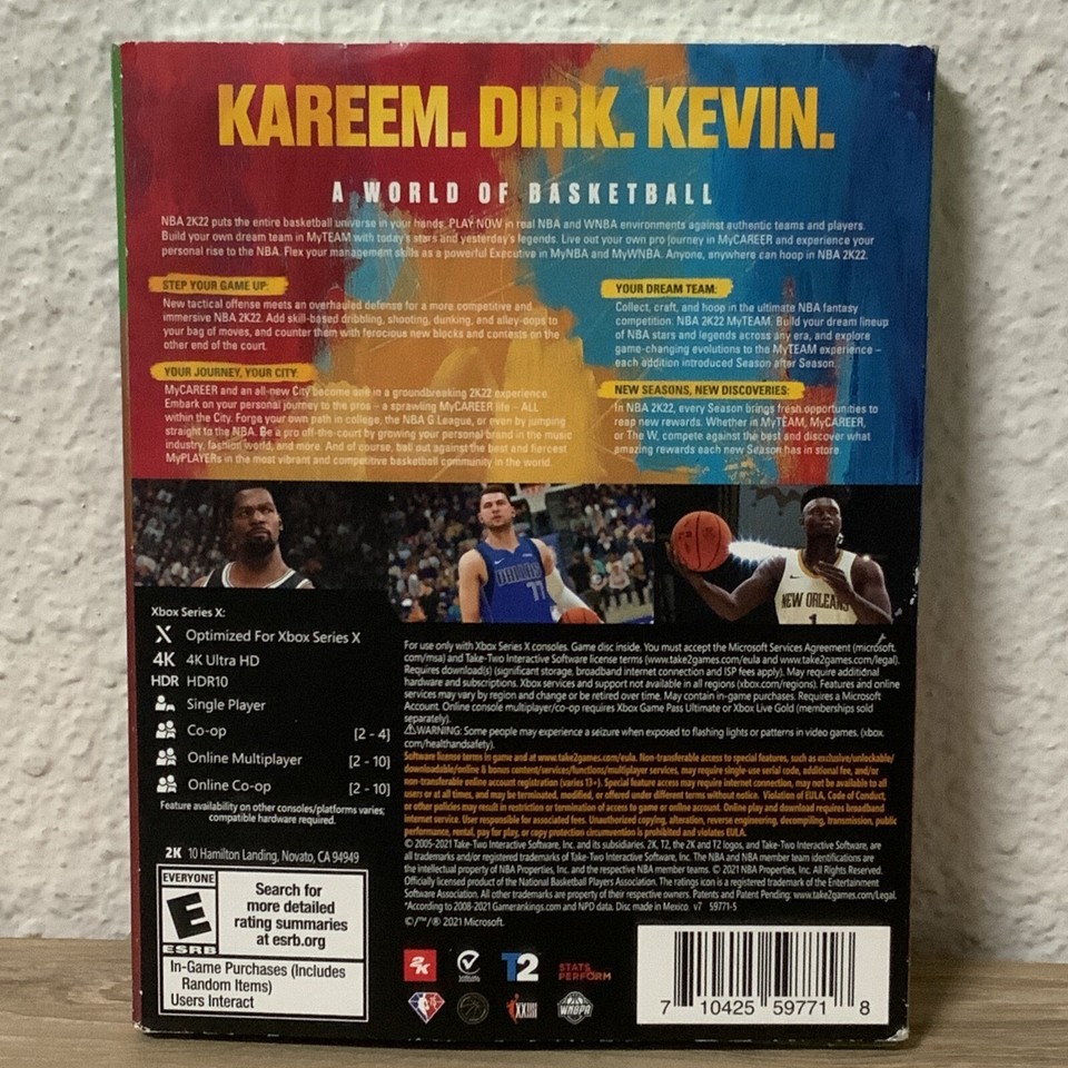 📀 NBA 2K22 (75th Anniversary) XBOX SERIES X NEW W/Slipcover *LOOSE DISC ...