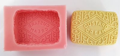 9cm CUSTARD CREAM BISCUIT SILICONE MOULD FOR CAKE TOPPERS, CHOCOLATE ...