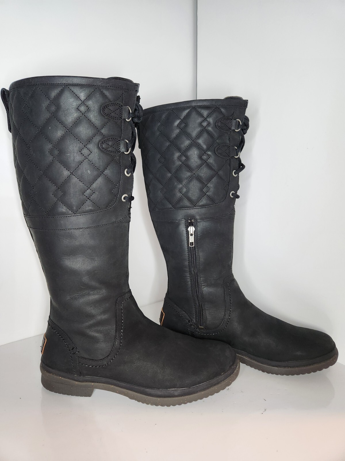 UGG Women's Elsa Deco Quilt Full Leather Black Waterp… - Gem