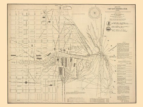 1858 Map of Chicago Harbor and Bar Illinois | eBay