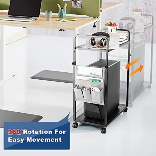 PC Stand Computer Tower Stand Adjustable 2-Tier CPU Stand with Hanging ...