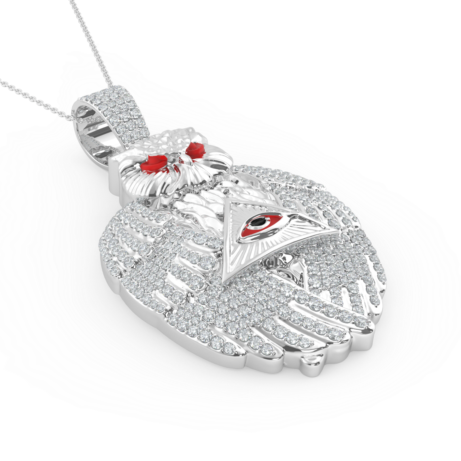 Real Moissanite Diamond Freemasonry Eye Masonic Owl 14K Gold Over ...