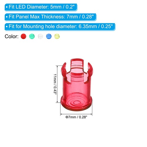 5mm Clear Light-Emitting Diode Holder Clip, 50-in-1 LED Lamp Socket ...