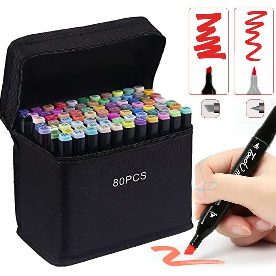 Markers 80 Colors Graphic Drawing Painting Alcohol Art Dual Tip Sketch ...