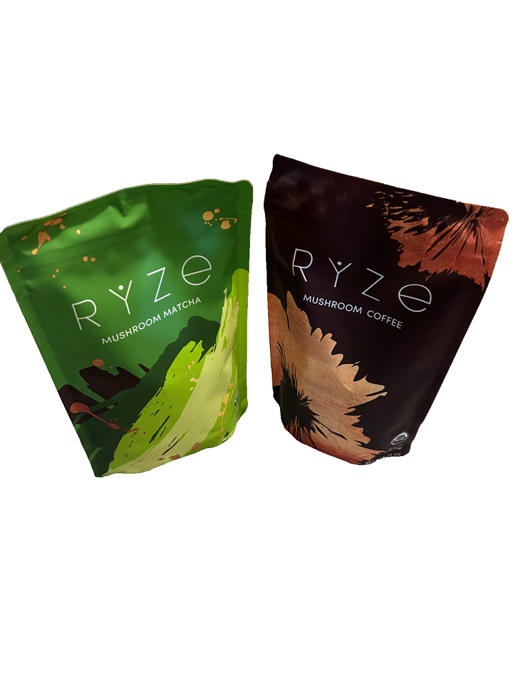 2 Pack Combo 2024 New RYZE Organic Mushroom Coffee & RYZE Matcha (Non ...