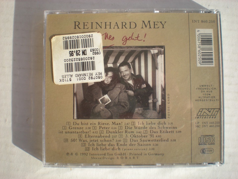 Reinhard Mey ‎Alles Geht! Intercord INT 860.250 CD 1992 NM Made In ...