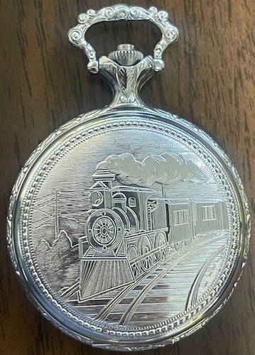 Vintage Engraved Timex Locomotive Railroad Train Pocket Watch With ...