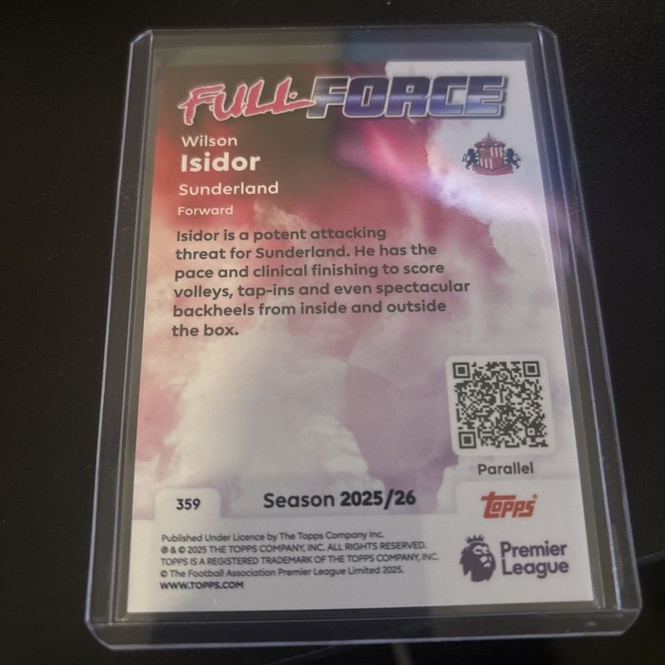Topps Premier League 2026 - Full Force Wilson Isidor 01/25 - book end ...