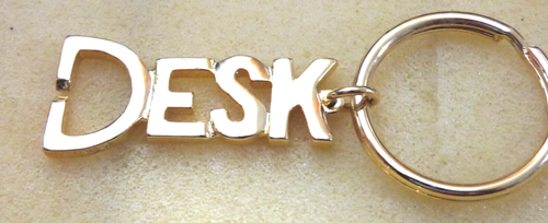 Desk Lock ID Keychain Beautiful Gold Tone Key chain | eBay