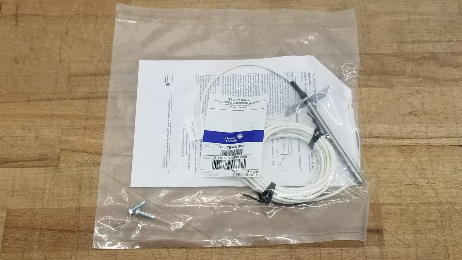 Johnson Controls Te-631gv-2 Duct Probe Temperature Sensor 1k Nickel for ...