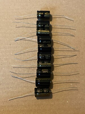 10 New Supertech 330 uf 50v Axial Capacitors Guitar Tube Amp & Stereo ...