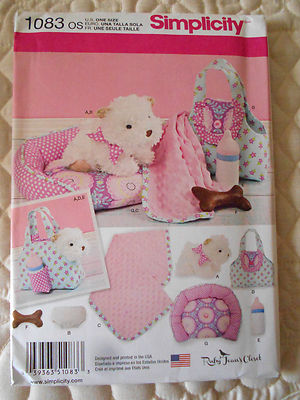 Simplicity 1083 Stuffed Puppy, Carrier, Bed, Blanket, Bottle Diaper New ...