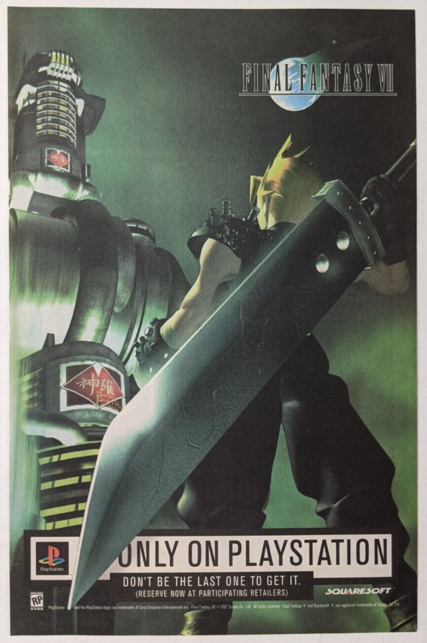 Final Fantasy VII 7 Print Ad Game Poster Art PROMO Original FF7 ...