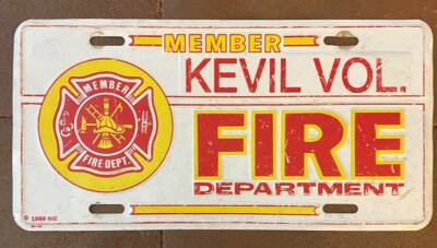 Kentucky 1986 MEMBER KEVIL VOLUNTEER FIRE DEPARTMENT BOOSTER License ...