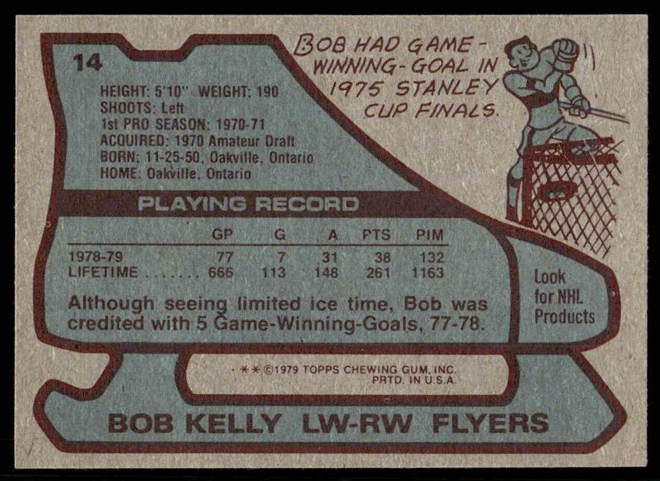 1979-80 Topps Bob Kelly Philadelphia Flyers #14 | eBay