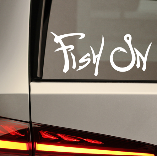 Fish On Sticker Fishing Vinyl Car Decal Boating window decal 200mm x ...