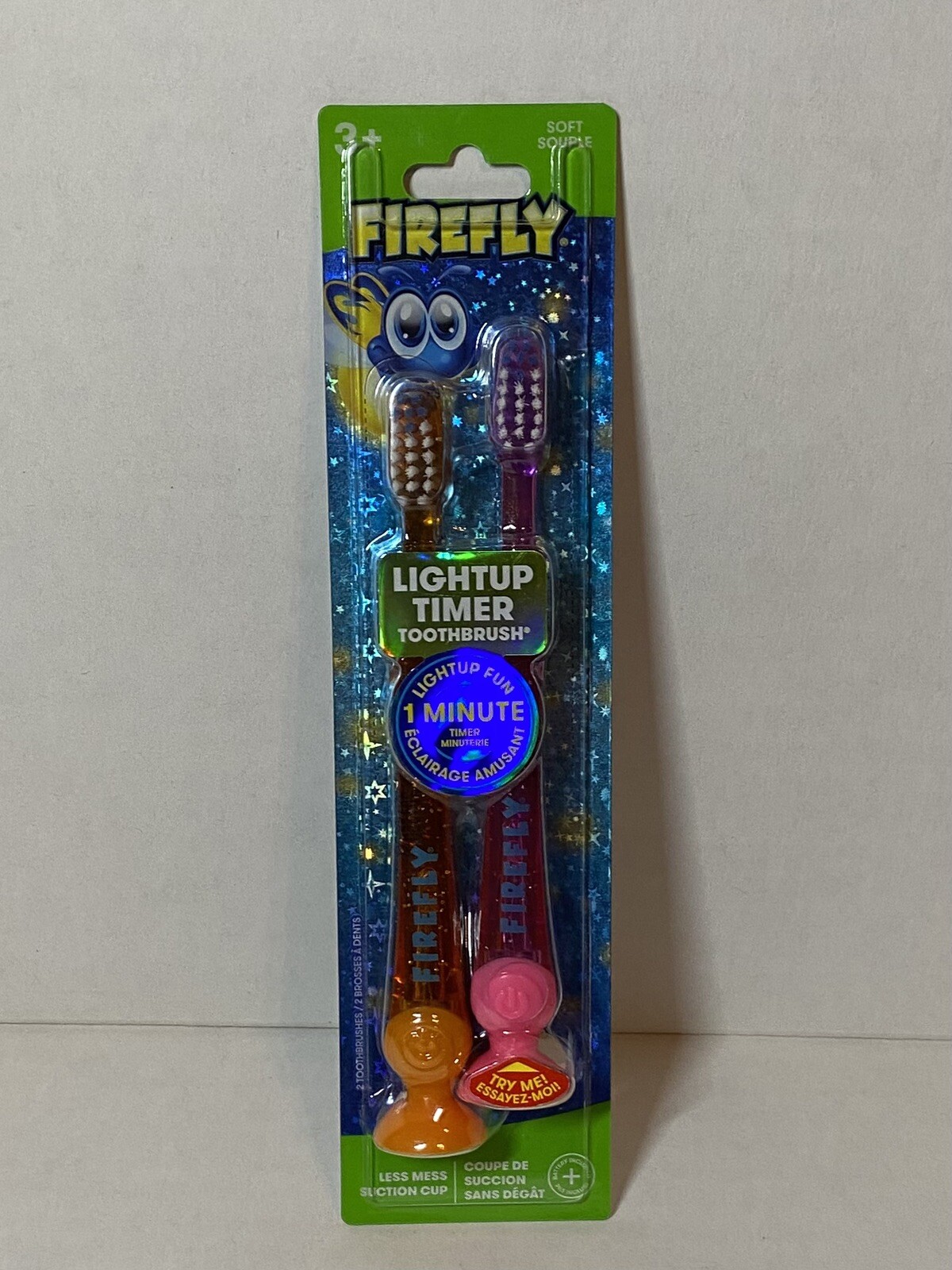 Firefly Light Up Kids Toothbrush with Suction Cup pack of 2 Lights for ...