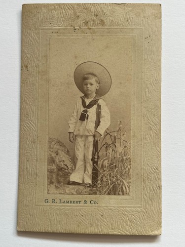 👍 1890s SINGAPORE CAUCASIAN BOY WIITH TOY GUN G.R. LAMBERT CABINET ...