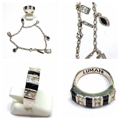 Silberset 925er Silber Set Armband Ring Lumani weiße und schwarze ...