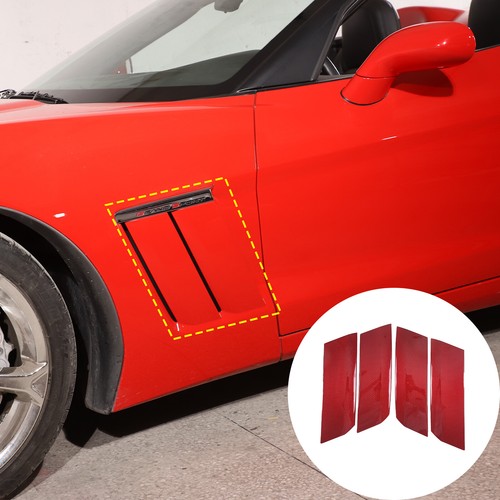 Red Real Carbon Fiber Side Fender Vents Panel Trim Kit For Corvette C6 ...