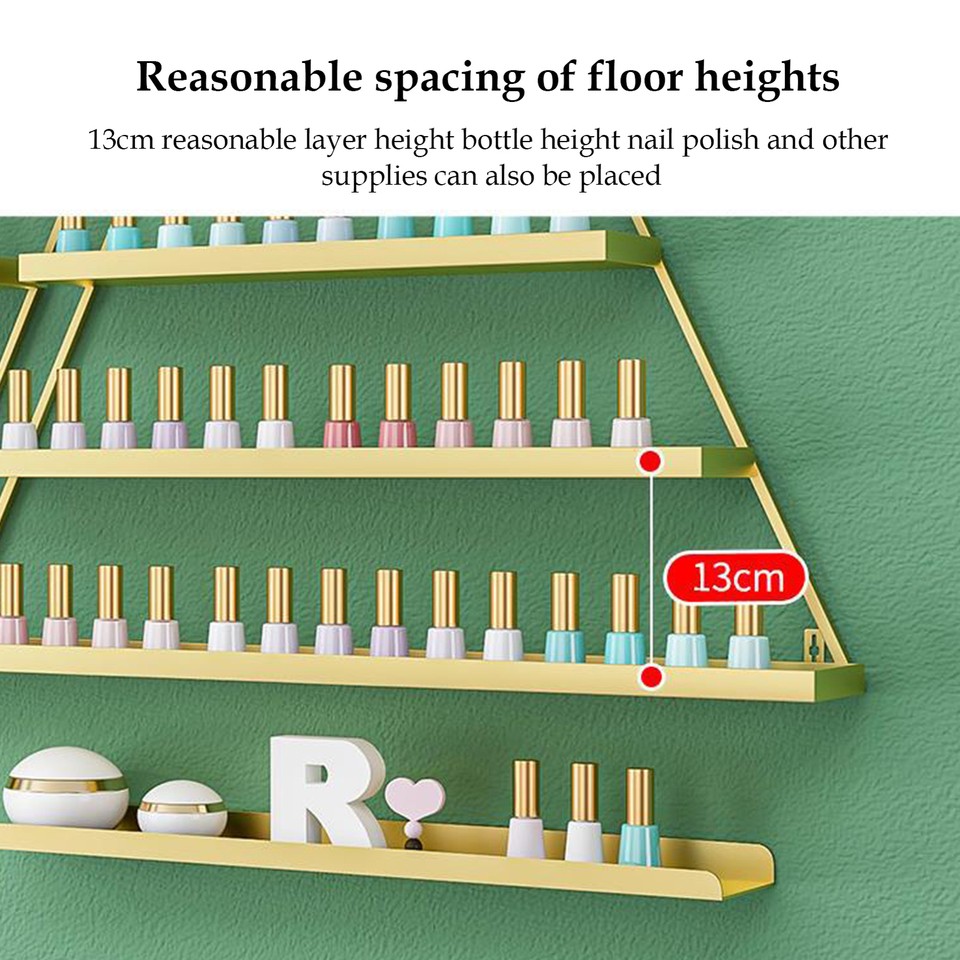 5PCS/Set Wall-Mounted 5-Tier Triangular Metal Cosmetic Display Storage ...