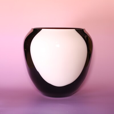 Large Handblown Murano Style Black Glass Vase with Modern Minimalist Design 9.5' | eBay
