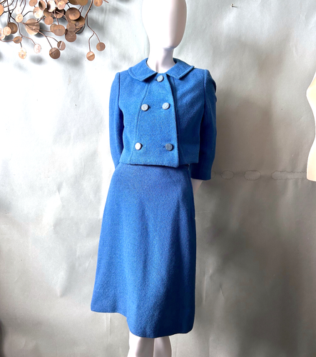 Vintage 1950s Skirt Suit Blue Wool BOYKOFF Lord & Taylor Maisel Wardrobe 60s | eBay