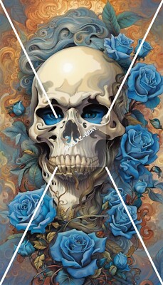 Skull Blue Rose/Eye Sockets: Portrait ART Digital Image Picture ...