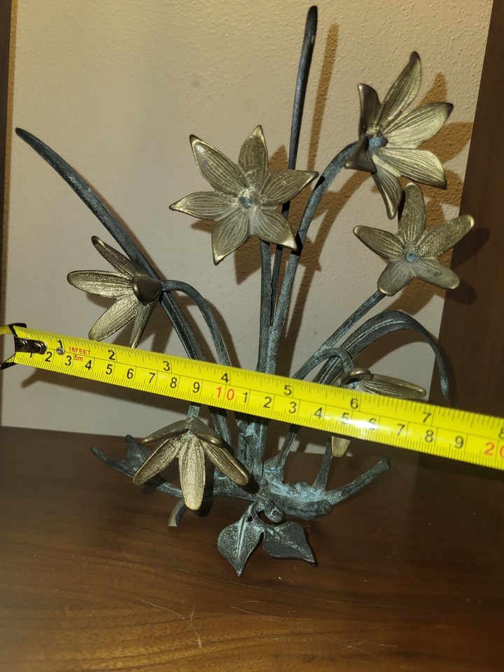 Vintage Lovely Verdigris Bronze and Solid Brass Daffodil Flower ...