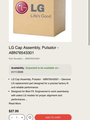 LG Cap Assembly, Pulsator ABN76543301 | eBay