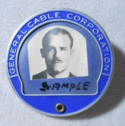 Vintage General Cable Corp Employees Sample Badge - Whitehead & Hoag | eBay