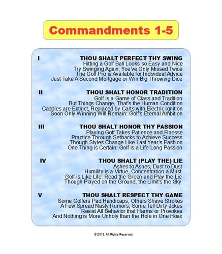 Humorous GOLF Gift-Ten (10) Commandments of GOLF-11x14 Poster-Framed ...