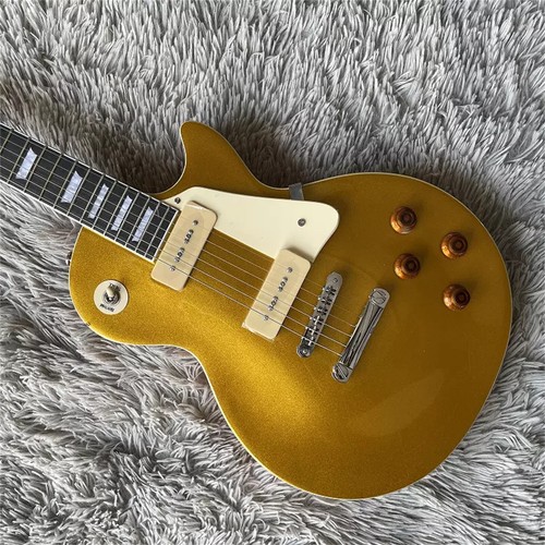 Custom Yellow LP Electric Guitar Solid Body P90 Pickup Chrome Parts 6 ...