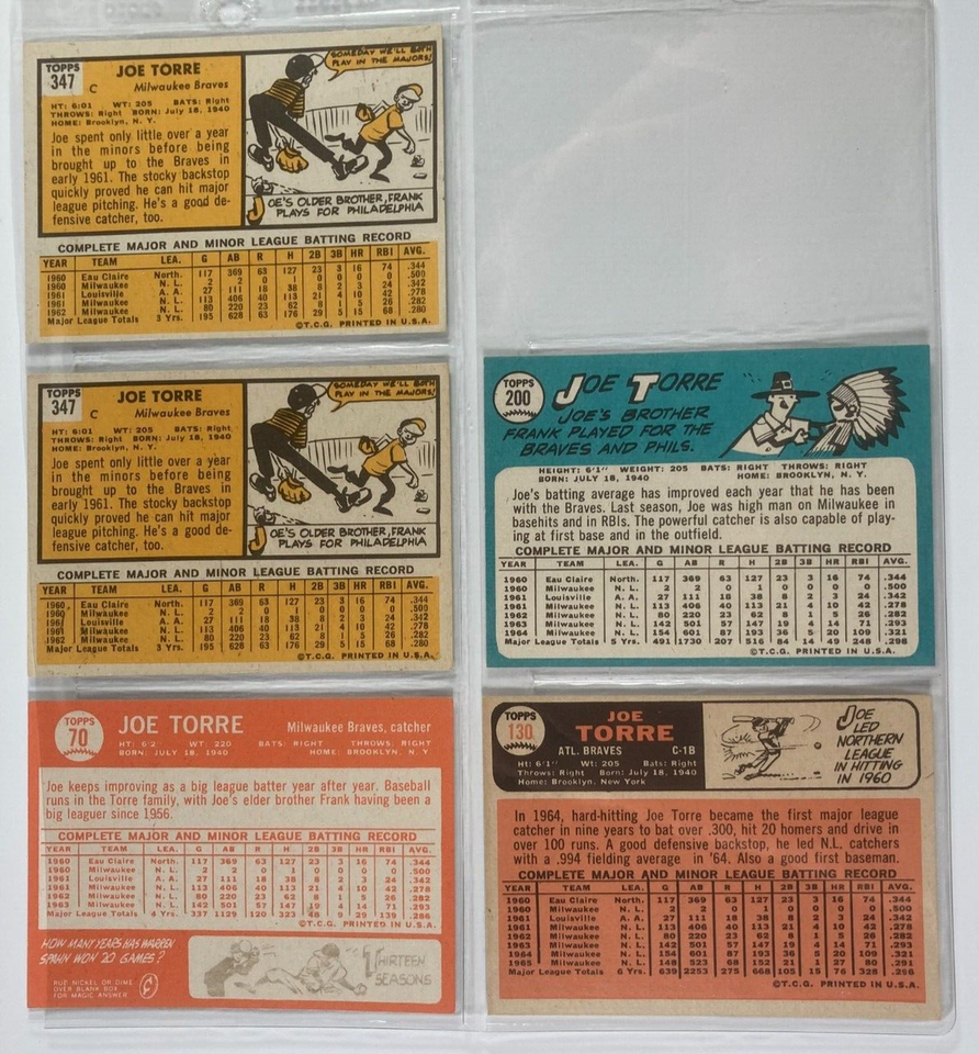 Topps Joe Torre Baseball Card Collection - 1963 1964 1965 1966 | eBay