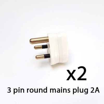 3-Pin Round Mains Plug 2A small plug top White x2 | eBay UK