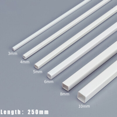 3mm 4mm 5mm 6mm ABS Plastic Square Tube Profile Rods Scratch Building ...