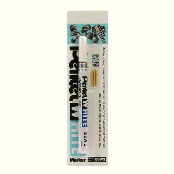Pentel 100WS White Multi Purpose Permanent Marker Pen 2 Nibs (ASTM ...