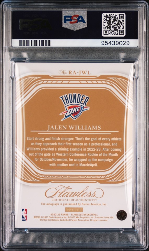 2022 Panini Flawless Rookie Autograph Jalen Williams #/15 RUBY AUTO PSA 9 | eBay