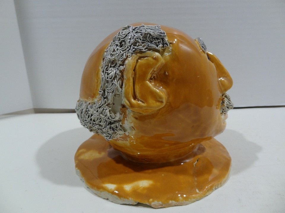 Antique Vintage Folk Art Plaster Head Bust String Holder Keeper ...