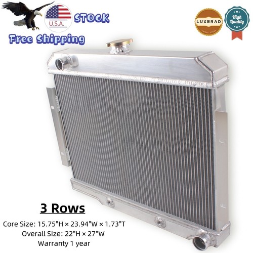 3 Row Aluminum Radiator For 1972-1986 Jeep CJ5 CJ7 w/Chevy V8 2.5L 4.2L ...