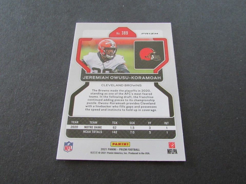 2021 Prizm Jeremiah Owusu-Koramoah Rookie Card #389 Green Prizm | eBay