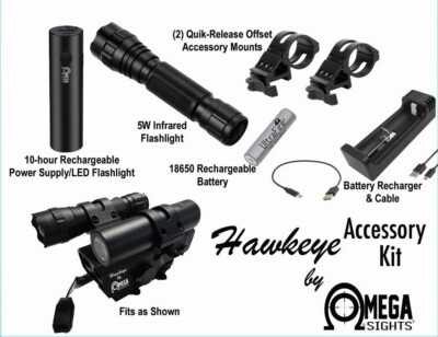 Omega Hawkeye Night Vision Accessory Kit W/ Flashlight & 10 Hour Power ...
