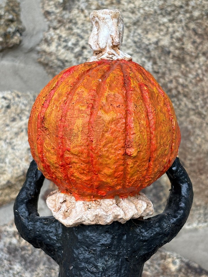 Vntg Debra Schoch Halloween Folk Art Pumpkin Head Painted Figure ...