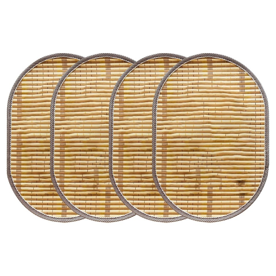 4 Pcs Bamboo Mat Trivets for Hot Dishes Anti-slip Dining Table Mats ...