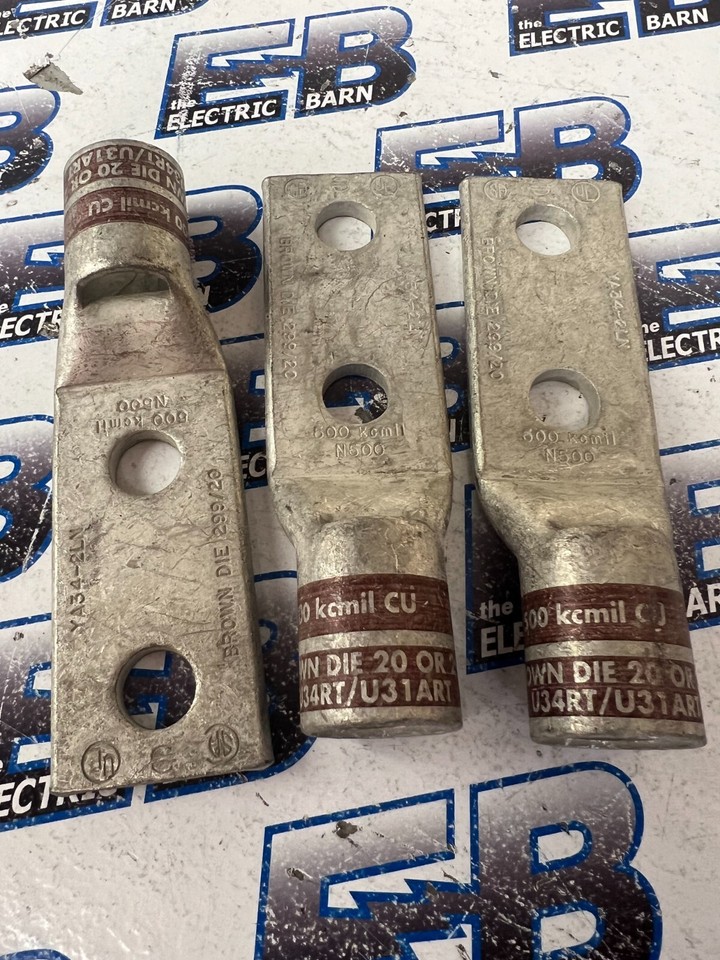Burndy YA34-2LM (1) Lot of (3) Compression Lug , 2 Hole, 500kcmil - NEW ...