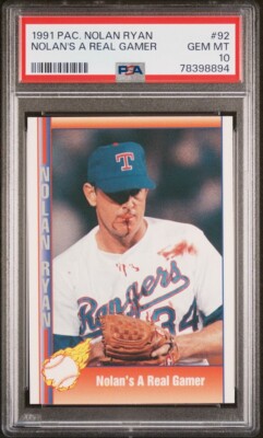 1991 Pacific NOLAN RYAN "Bloody Lip" Baseball Card #92 Graded PSA 10 ...