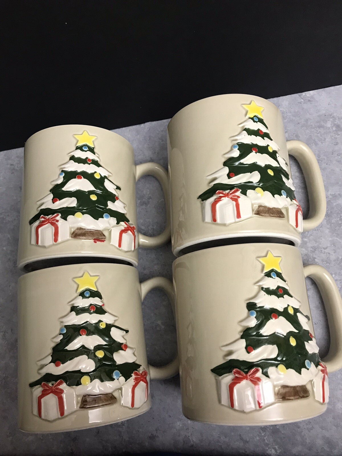 Vintage Otagiri Christmas Tree Coffee Tea Chocolate Mugs 1981 Set of 4 ...
