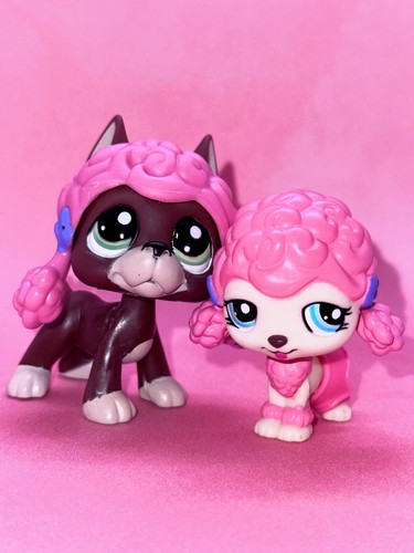 LPS Hasbro Great Dane Pink Poodle Dogs #1519 #1520 - Authentic Littlest ...